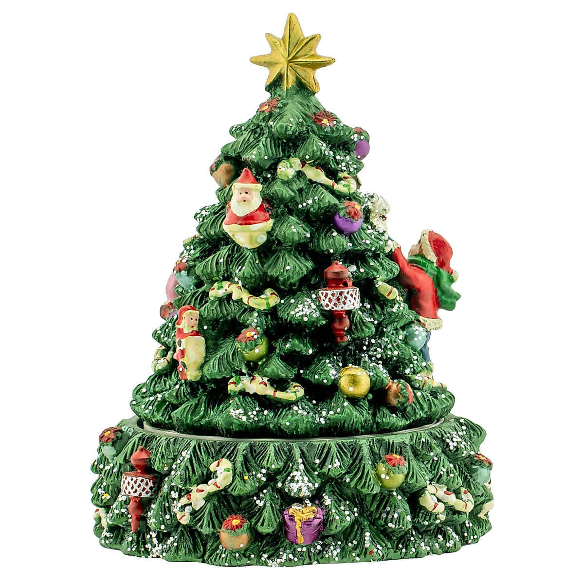 Elanze Designs Christmas Tree and Santa Revolving Music Box - Plays Tune We Wish You A Merry Christmas