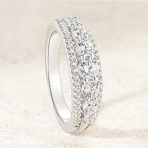 SHELOVES Sterling Silver Eternity Bands for Women Simulated Diamond Cubic Zirconia Wedding Rings Sz 7.5