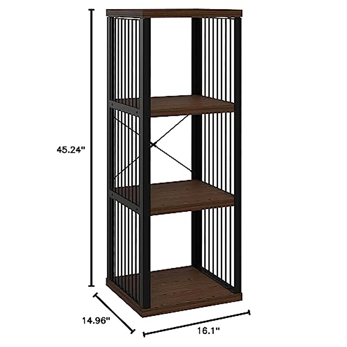 ClosetMaid 3-Cube Storage Organizer Bookshelf, Storage Shelf, Metal Frame, Wood Shelves, Easy Assembly, Black/Apple Walnut