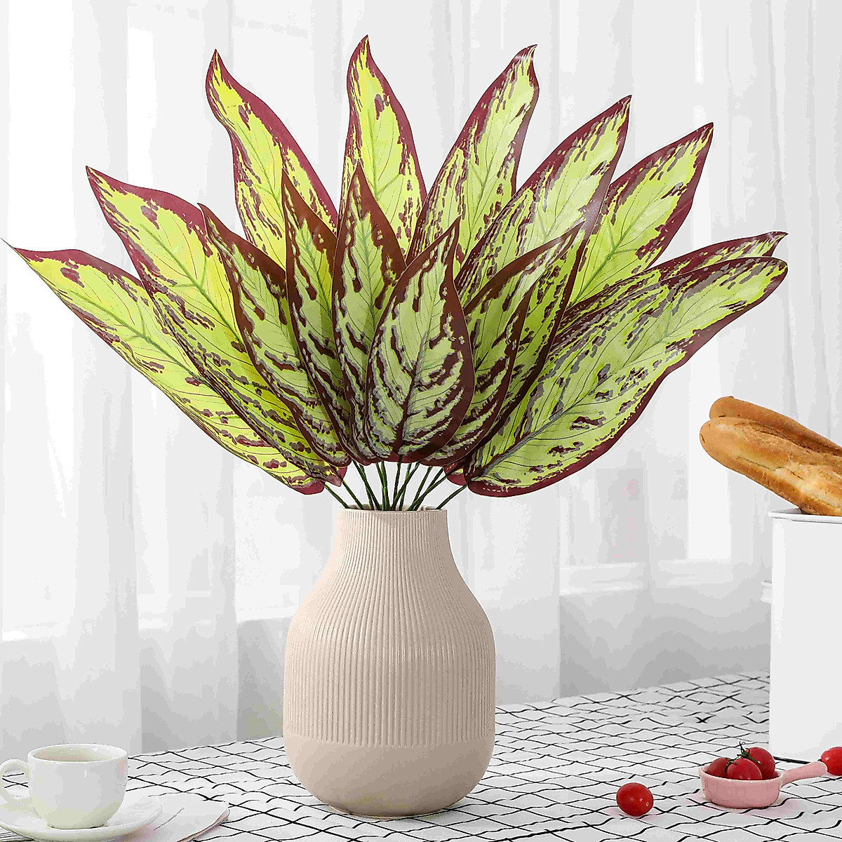 Lackingone 3 Pack Artificial Fern Plants Fake Leaves for Grass Backdrop Wall Fake Plants Home Garden Office Hanging Basket Wedding Indoor House Plants Green Wall Decoration Table Decor