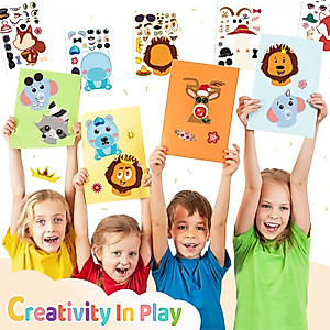 sinceroduct Make a Face Stickers for Kids, 60 Sheets Woodland Teaching Stickers, Make Your Own Stickers, Party Favor Stickers with 20 Animal Designs, Unique Stickers, Perfect as Reward&Gift for Kids
