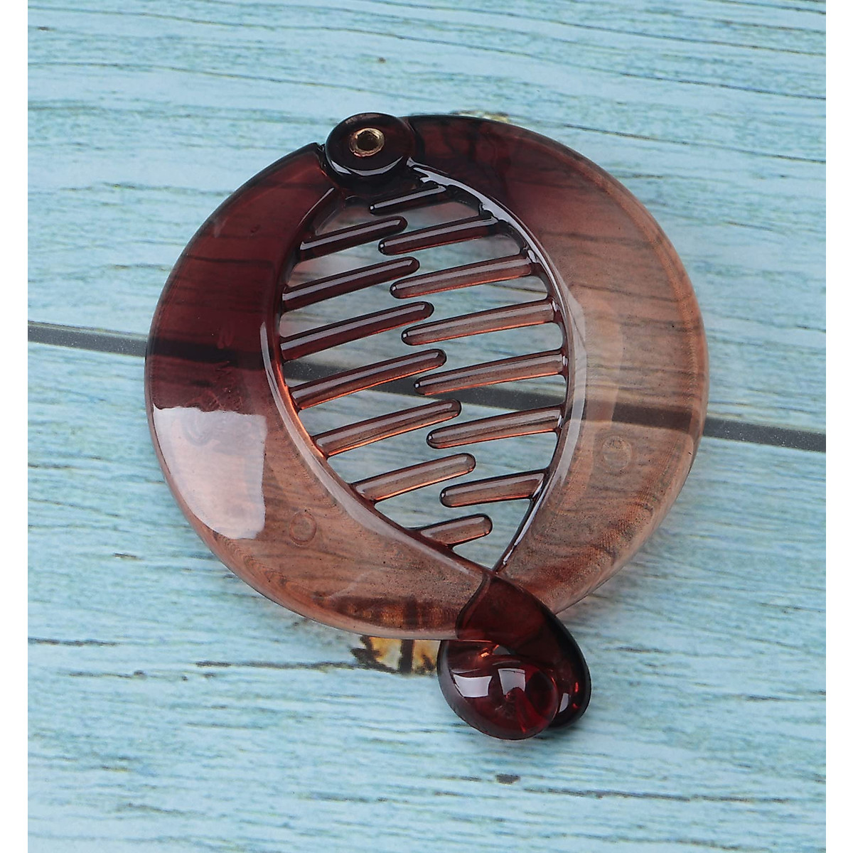 Sowaka 2 Pcs Small Banana Hair Clip Comb Fashion Locking Round Plastic Fishtail Hair Clip Grips Ponytail Holder for Women Girls Hair Styling Long Straight Curly Thick Hair (Black and Brown)