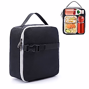Insulated Lunch Bag for Women Men Work Lunch Pail Cooler, Reusable Thermal Soft Leakproof Lunch Box for Adult Office Lunch Tote Bag Fit Travel Picnic (Black)