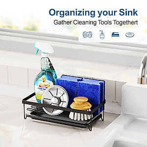 GSlife 2 in Set of Dish Drying Rack and Sink Caddy - Dish Rack for Kitchen Counter with Slots, Utensil Holder, Cup Holder, Cutting Board Holder, Black