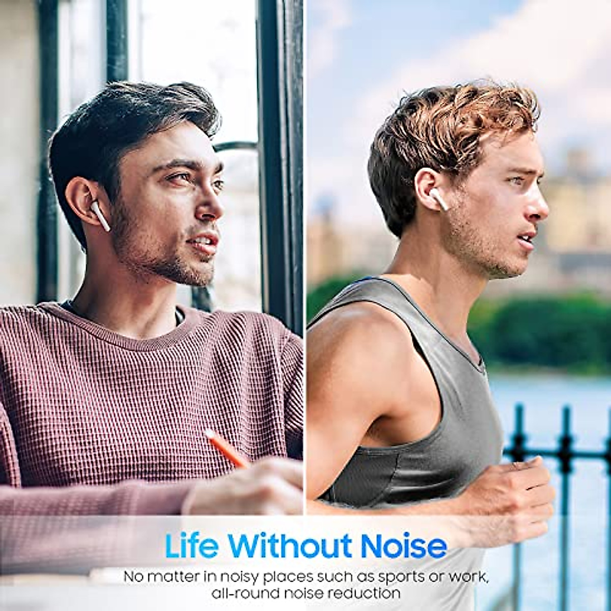 novlistve Wireless Earbuds Bluetooth Headphones 36H Play Time 5.0 Bluetooth with Wireless Charging Case, IPX6 Waterproof Sweat-Proof Earphones True Wireless Earbuds, in-Ear Earbuds for Working Sports