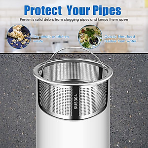 Kitchen Sink Strainer 304 Stainless Steel Rust Free, Kitchen Sink Drain Strainer with Handle 3" Diameter 1.6" Deep for Kitchen Sinks (2 Pack)