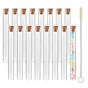 Okulab Clear Glass Test Tubes 50PCS, 16x150mm (20ml) Glass Test Tube with Cap and Brush for Scientific Plants, TTGS02A50