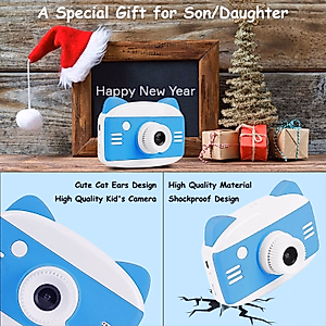 GIENEX Kids Selfie Camera, Christmas Birthday Gifts for Girls Age 3-9, HD Digital Video Cameras for Toddler, Portable Toy for 3 4 5 6 7 8 Year Old Girl (Color : Blue)
