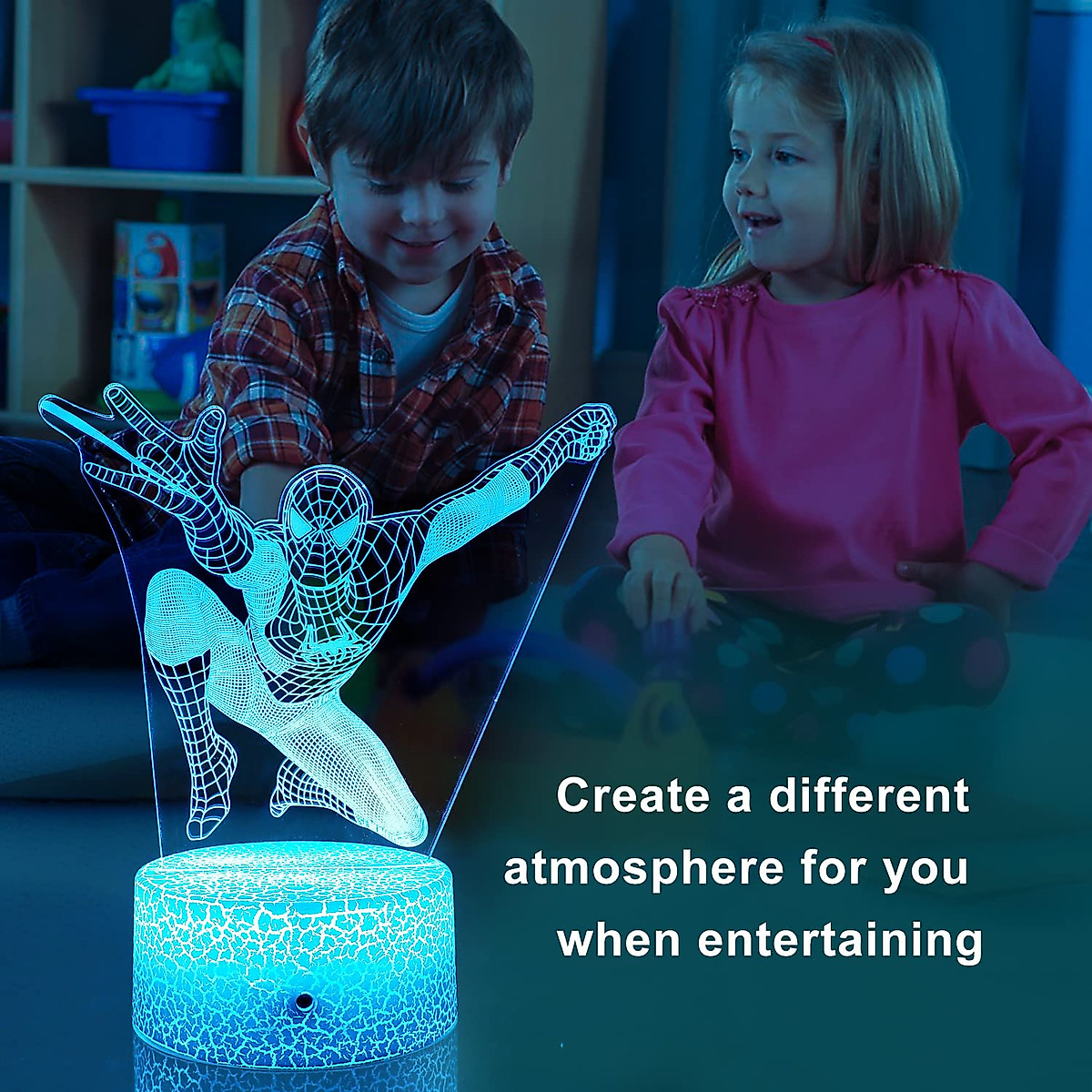 YOOEI Night Light for Kids Cool Gifts 3D Illusion Lamp with 16 Colors Changes with Remote Control Kids Bedside Lamp Toys for 3 4 5 6 7 8 Year Old Boys Christmas Birthday Gifts