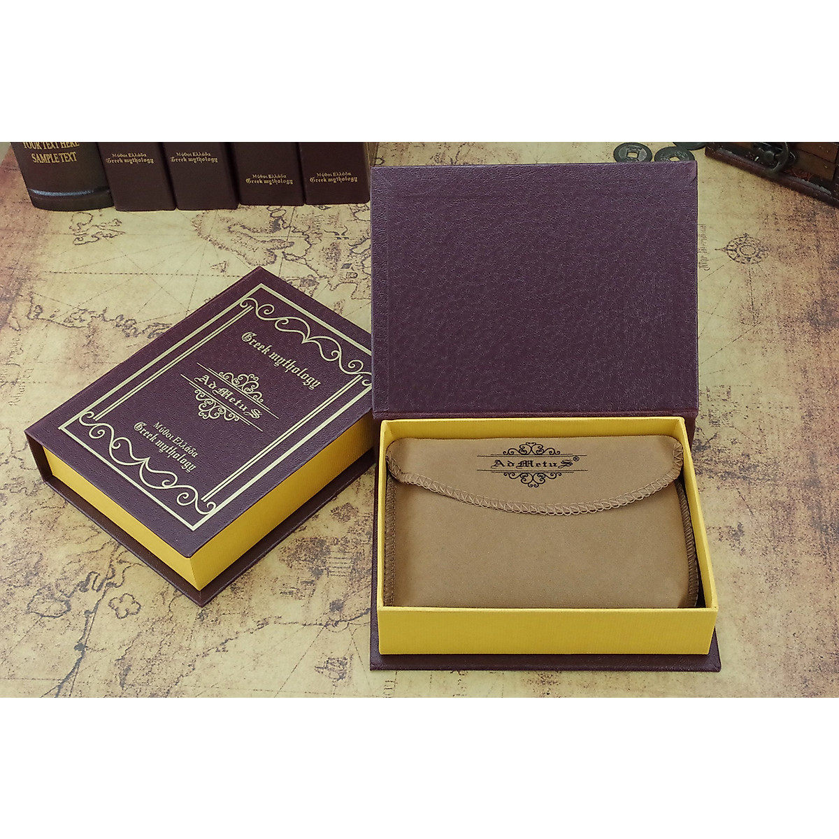 Admetus Wallet for Men Leather Zipper Bifold Wallet RFID Blocking Credit Card Holder with Gift Box Brown