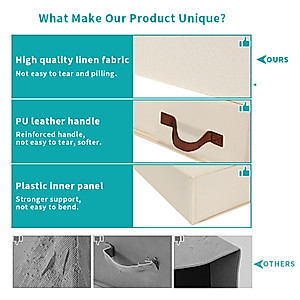 BettMorrow 6 Pack Bed Sheet Organizers and Storage (Queen & King Size) Sheet Organizers for Linen Closet Under bed Storage Sheets Set Organizers with Handle Window Foldable Bedding Storage Box Beige