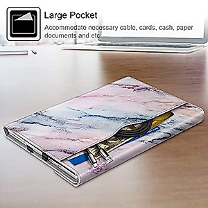 Fintie Case for 12.3 Inch Microsoft Surface Pro 7 Plus, Surface Pro 7/6/5/4/3 - Portfolio Business Cover with Pocket, Compatible with Type Cover Keyboard, Marble Pink