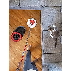 O-Cedar Easywring Microfiber Spin Mop & Bucket Floor Cleaning System with 1 Extra Refill,Red / Gray