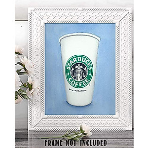 Starbucks Watercolor - Great Coffee Bar Accessories, Dining Room and Kitchen Decor, Coffee Station Display, Starbucks Decoration Gift, Gift for Coffee Lovers, 11x14 Unframed Art Print Poster