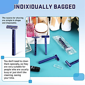 Twin Blade Razors for Men Stainless Steel Men Razors Disposable Plastic Men Shaving Razors Multipurpose Portable Shave Razor Manual Men's Disposable Razors for Bathing Hotel Travel (50 Pieces)