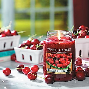 Yankee Candle Black Cherry Scented, Classic 22oz Large Jar Single Wick Candle, Over 110 Hours of Burn Time, Ideal for Home Décor and Gifting