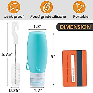 Webake 3oz Squeeze Salad Dressing Bottles with Cleaning Brush, 4 Pack Small Salad Dressing Container to Go