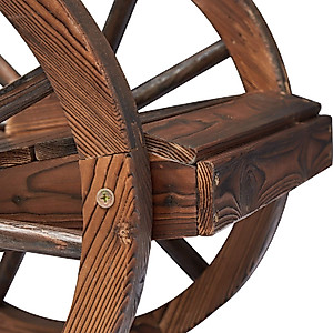 KINTNESS Wagon Wheel Wood Rocking Chair Outdoor Furniture Patio Chairs Armrest Rocker for Garden