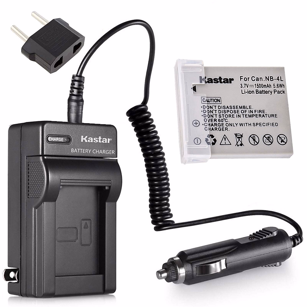 Kastar Battery + Charger for Canon NB-4L NB4L CB-2LV 2LVE and Digital IXUS 30 40 50 55 60 65 75 Digital IXUS i Zoom Digital IXUS i7 Zoom Cameras