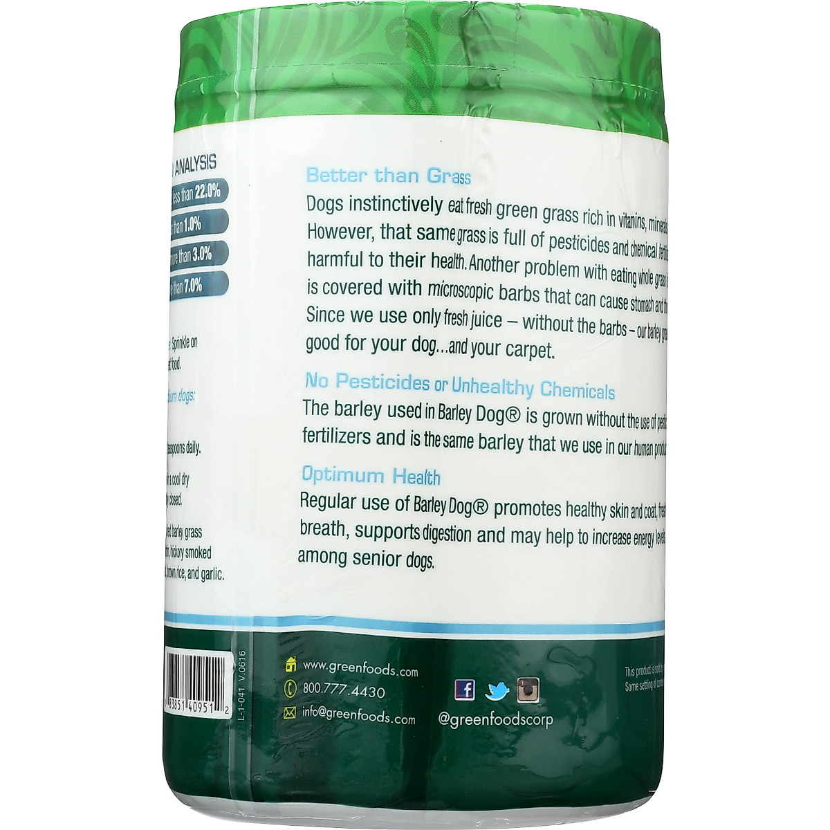 Green Foods Corporation Barley Dog Canine Formula, 11oz