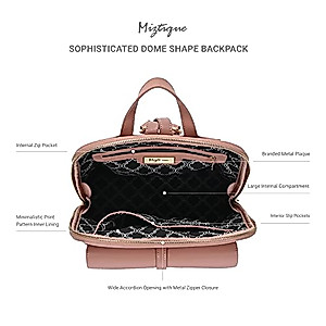 MMS Brands Miztique The Chloe Backpack Purse for Women, Sleek Shoulder Bag, Soft Vegan Leather - Blush