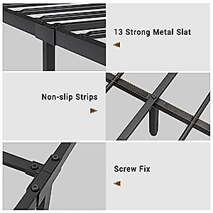 ADORNEVE King Size Bed Frame with LED Lights Headboard, Upholstered Platform Bed with Charging Station, LED Bed Frame with Storage Headboard, Upgraded 2-Row Mid-Beams, Noise-Free, Dark Grey