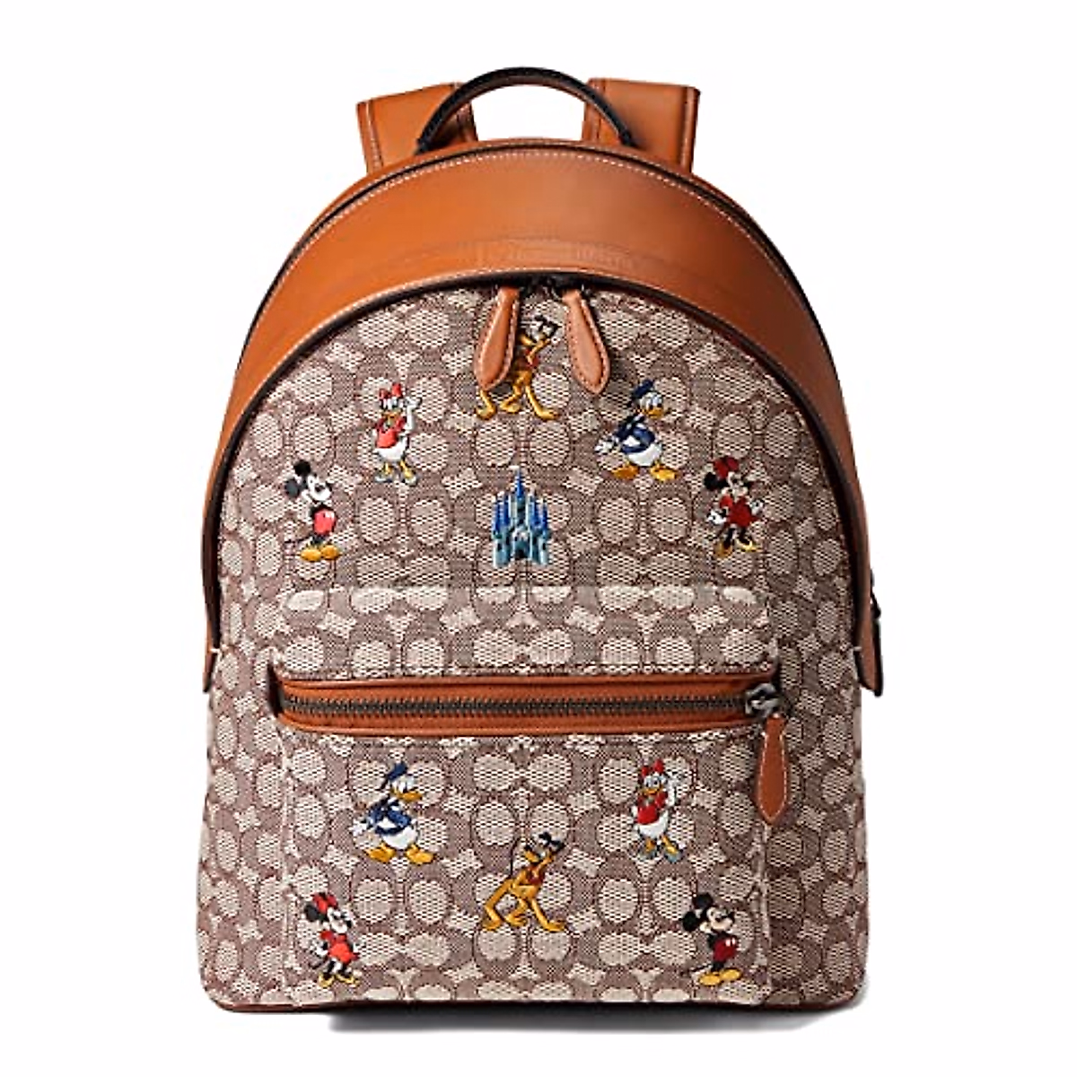 COACH Disney Parks Mickey Embroidery Charter Backpack in Signature Textile Jacquard 0v/Cocoa One Size