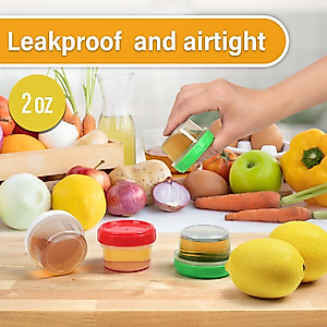 12-pack 2oz reusable small plastic containers with screw lids salad dressing container to go sauce condiment jello shot cups jars lunch box accessories baby food containers -mini-leakproof airtight