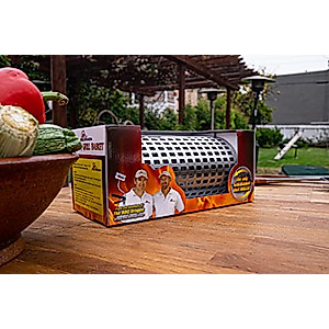 BBQ Dragon | Rolling Grill Basket | Food Grade Stainless Steel Grilling Basket | 13.5”x5.6” Cylinder | Vegetables, Shrimp, Fish, Chicken Wings | Snap Close Lid | Dishwasher Safe | Grilling Accessory