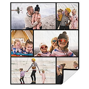 Custom Blanket with Photo Text Personalized Throw Blanket Personalized Gift Flannel Blanket Birthday Halloween Christmas Customized Picture Blanket for Mother Baby Father Adult Friends Lovers Pets
