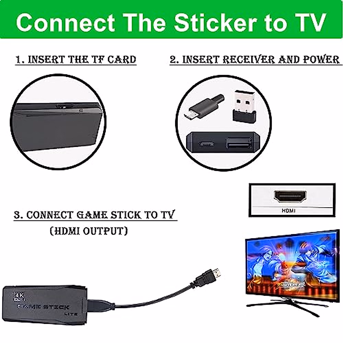 Uberwith Retro Game Console,Retro Game Stick,Plug & Play Video TV Game Stick Within 20000+ Games Built-in, 9 Classic Emulators, 4K HDMI Nostalgia Stick Game for TV, Dual Controllers (64G)