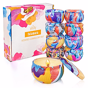 Fafamara 9 Pack Scented Candles Set, Multipack Natural Soy Wax Candles, Small Aromatherapy Candles, Stress Relief Tin Can Candle for Women Girl Birthday, Thanksgiving, Christmas