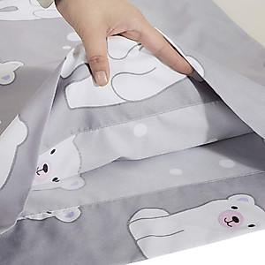 Homiest Polar Bear Pillowcase Cartoon Animal Printed Brushed Microfiber Pillowcases Standard Size 20x26, Grey Bear