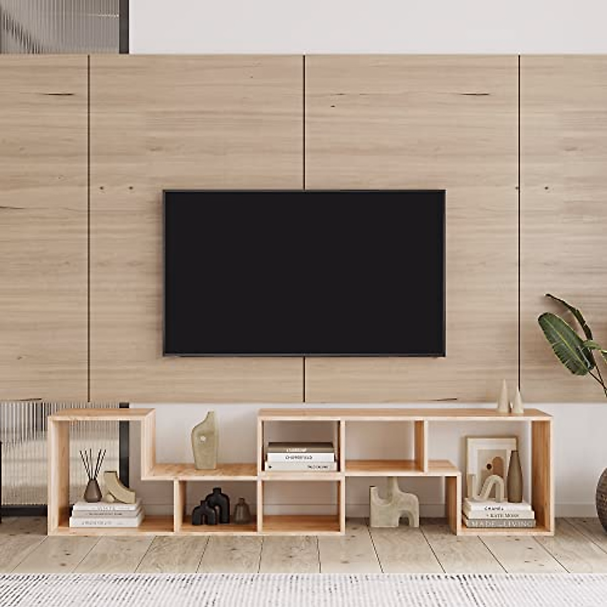 Recaceik Cube Bookshelf 2 Shelf Bookcase L-Shaped TV Console Stand Modern Entertainment Center with Open Storage Shelves for CDs/Movies/Books for Living Room, Bedroom, Home Office