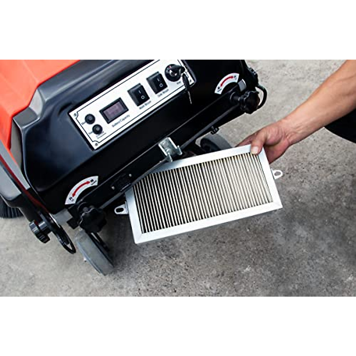 41.3" Walk Behind Industrial Floor Sweeper, Battery-Operated, Triple Brush, 64500 sqft/h