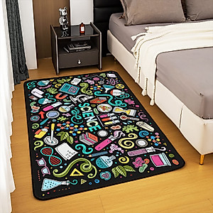 Science Rugs for Living Room Bedroom,Graffiti Rug for Living Room Bedroom, Washable Floor Rug Carpets Entryway Rug Bedroom Playing Room Decoration for Kitchen Bedroom Living Room Indoor