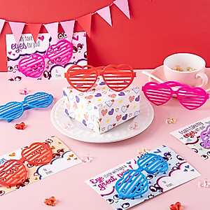 JOYIN 32 Packs Valentines Day Shade Glasses with Gift Cards Heart Shaped Shutter Glasses Heart Glasses Valentines Day Accessories for Kids Valentine's Party Favor Classroom Exchange Prize Supplies