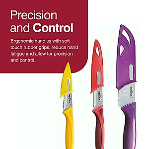 Zyliss 3 Piece Mini Santoku Knife Set with Sheath Covers, Stainless Steel/Pur...