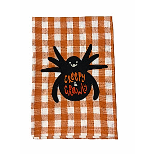 Design Imports Halloween Themed Embellished Kitchen Dish Towel Set of 3 Ghost Spider Pumpkin