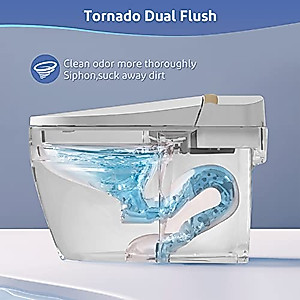 Smart Bidet Toilet- Tankless One Piece Toilet with Remote Control,Temperature Controlled Wash Functions,Warm Air Dryer Heated Bidet Seat, Hip Cleaning Temperature Adjustment Intelligent Toilet