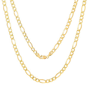 Nuragold 10k Yellow Gold 5.5mm Figaro Chain Link Pendant Necklace, Mens Womens Jewelry 16" 18" 20" 22" 24" 26" 28" 30"