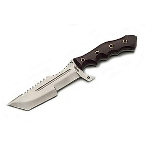 BucknBear Custom Handmade 440C Stainless Steel Tanto Tracker Fixed Blade Hunting Knife (Red G10))