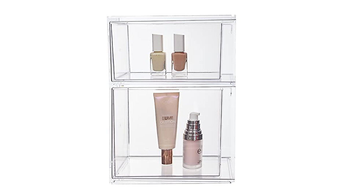 STORi Clear Plastic Stackable Organizer Bins for Cosmetics