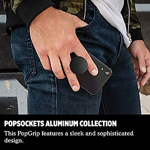 PopSockets: Phone Grip with Expanding Kickstand, Pop Socket for Phone - Aluminum Black
