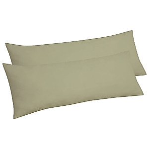 Royale Linens Body Pillow Cover - Double Brushed 1800 Microfiber - 20"x54" with Hidden Zipper Closure - Wrinkle & Fade Resistant - Super Soft Body Pillowcase 2 Pack (Sage, Pack of 2)