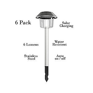 Pure Garden 50-LG1070 Solar Pathway Lights-17” Stainless Steel Outdoor Stake Lighting for Garden, Landscape, Yard, Patio, Driveway, Walkway-Set of 6
