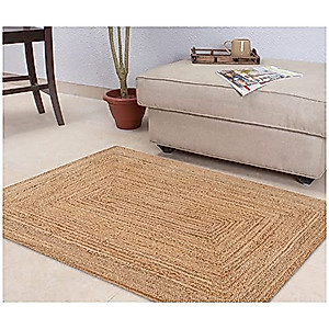 4x6 Rug,Rug 4x6', Rag Rugs,Jute Rug,Braided Rug, Jute Rugs, Jute Handloom Rug 4x6', Farmhouse Area Rugs, Natural Braided Doormat for Kitchen Entryway Pets Playing Rugs - Natural