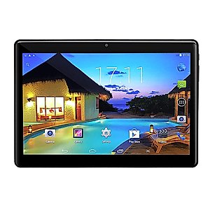 Tablet 10 Inch 2.5D Tempered Glass HD Display Dual SIM Card Slot Tablet ,Android 6.0,Quad Core Processor with Dual Camera /WiFi/Bluetooth/GPS (Black)