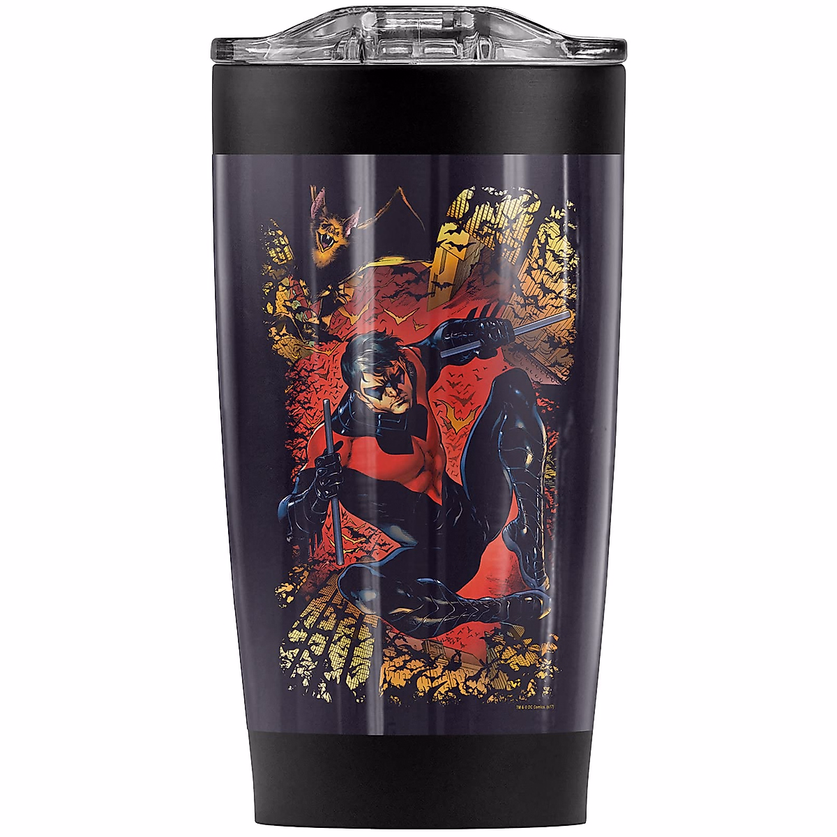 Logovision Batman Nightwing New 52 Cover #1 Stainless Steel Tumbler 20 oz Coffee Travel Mug/Cup, Vacuum Insulated & Double Wall with Leakproof Sliding Lid | Great for Hot Drinks and Cold Beverages