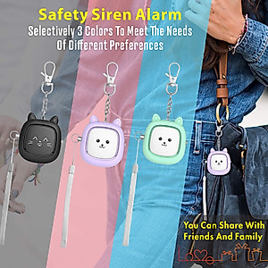 Safe Sound Personal Alarm,3 Pack130 dB Loud Siren Song Emergency Self-Defense Security Alarm Keychain with LED Light, Personal Sound Safety Siren for Women, Men, Children, Elderly (Black/Purple/Green)
